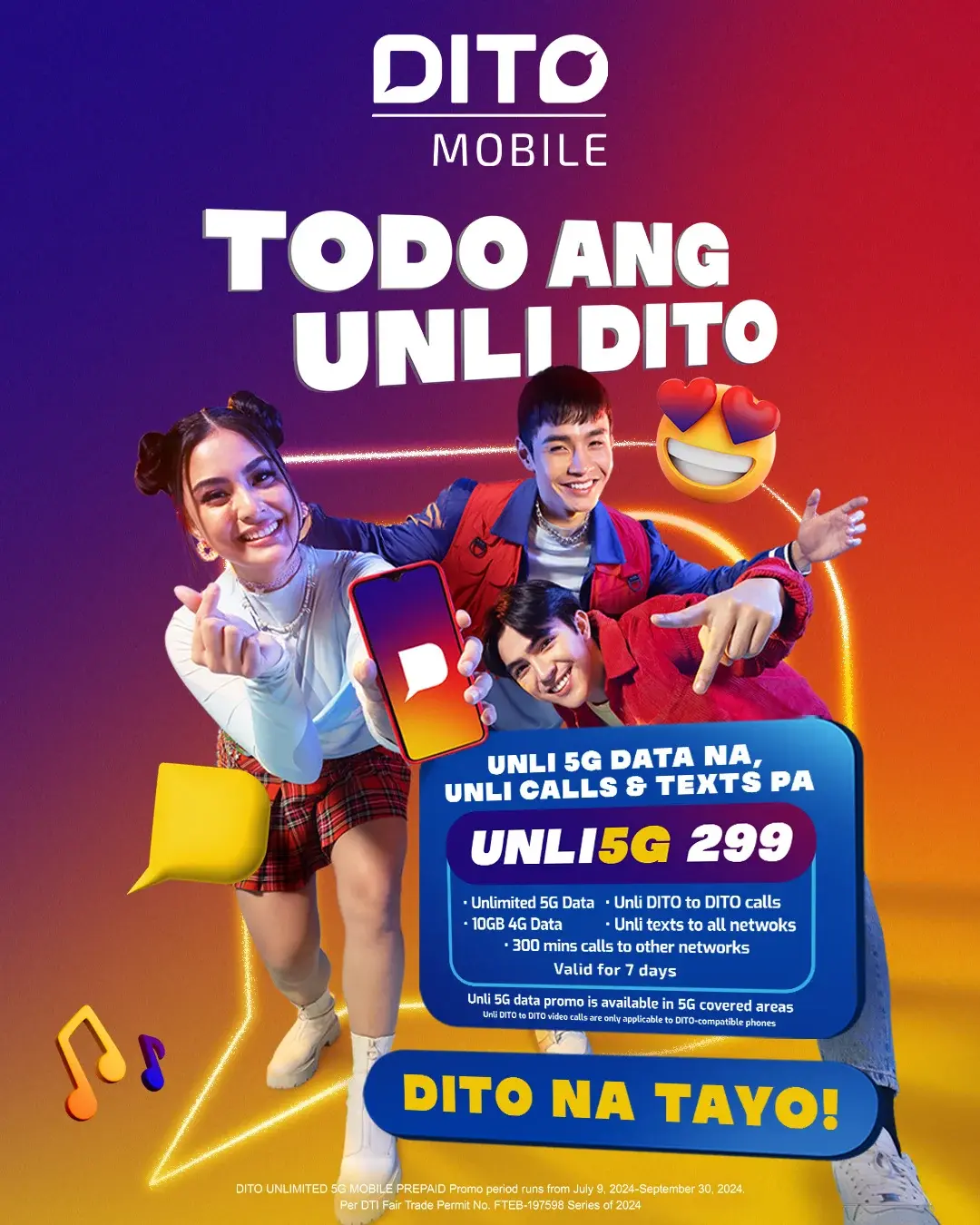 DITO Mobile Prepaid - Unli Calls & Texts For 30 days!